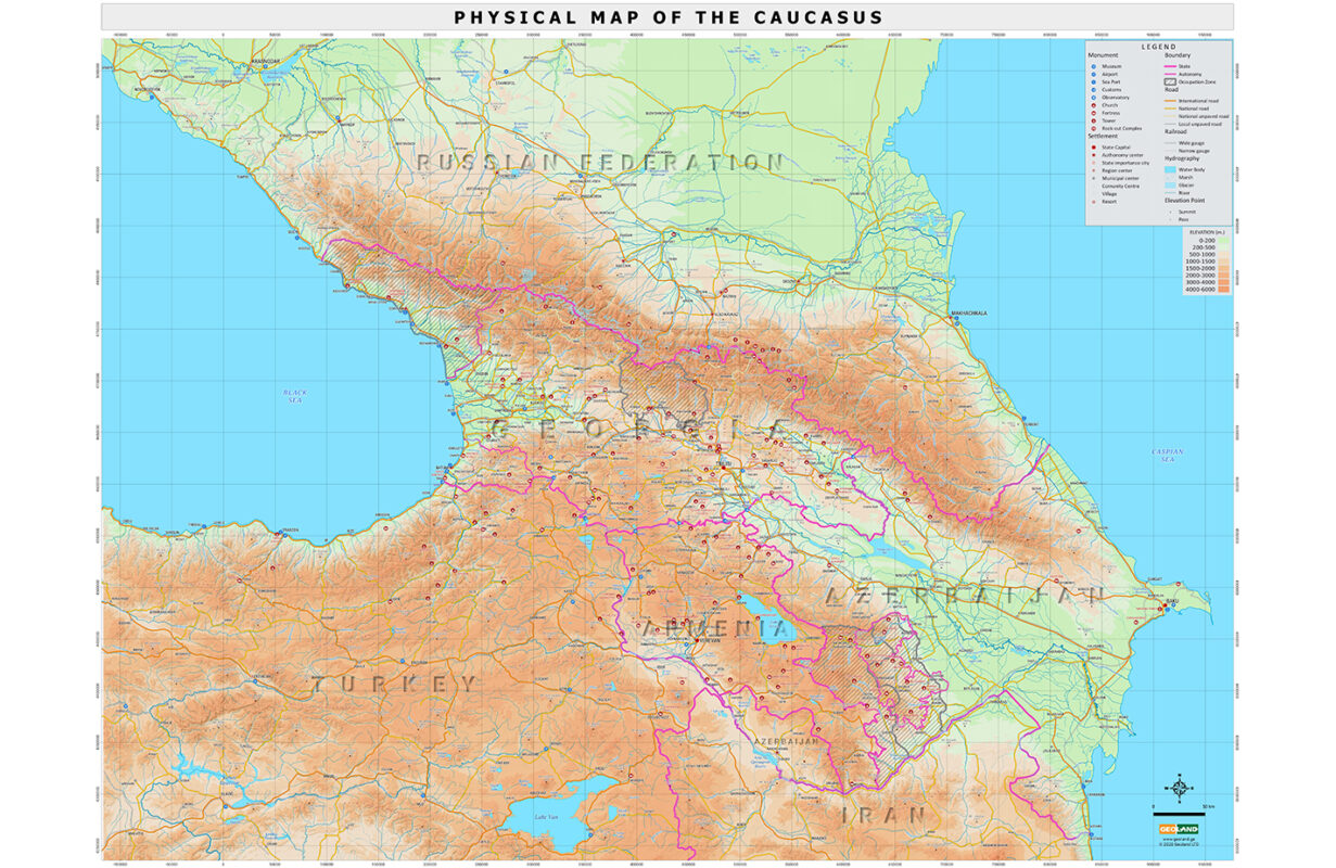 Physical Maps of Caucasus - Geoland.ge
